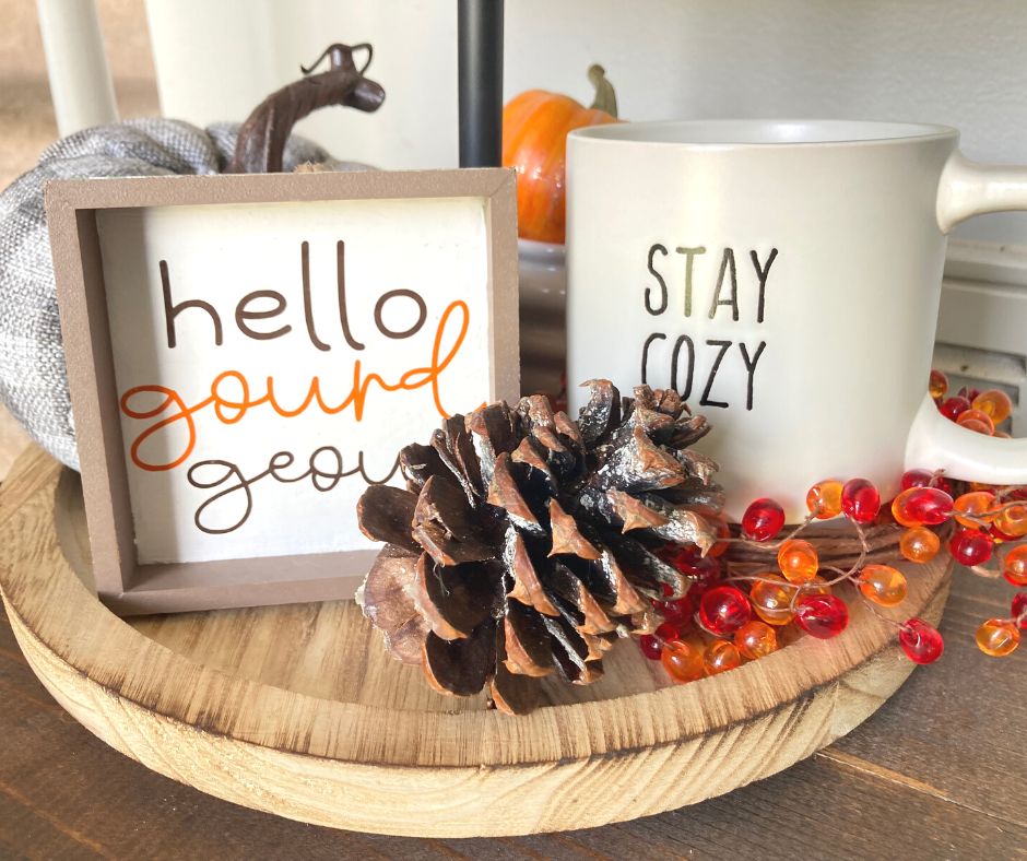 DIY Fall Tiered Tray Decor | Kelly Leigh Creates